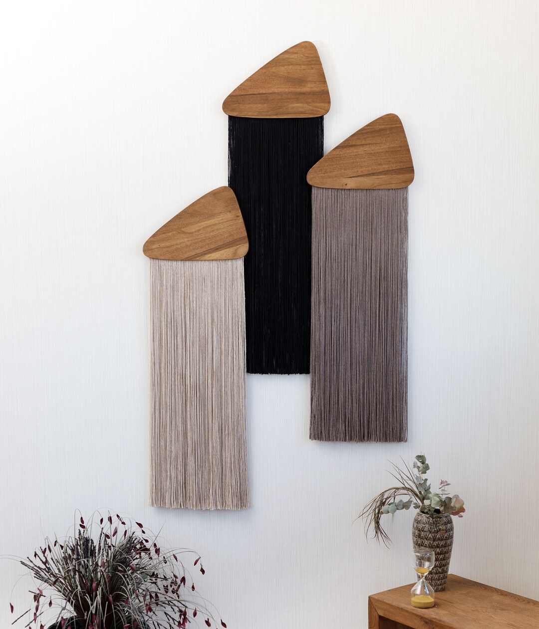 Mid Century Yarn Wall Art | 3 Piece Wall Art | Fiber Art Wall Hanging ...