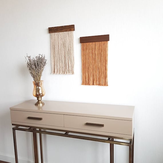 Beige Fiber Art Wall Hanging Minimalist Macrame Modern - Etsy