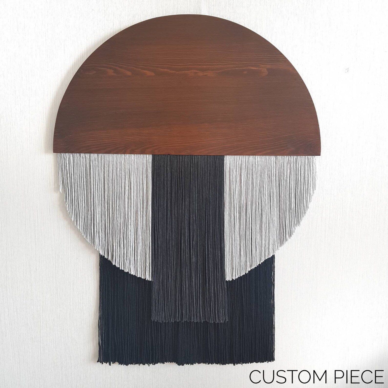 Large Round Fringe Wall Decor Half Round Yarn Art Wood - Etsy