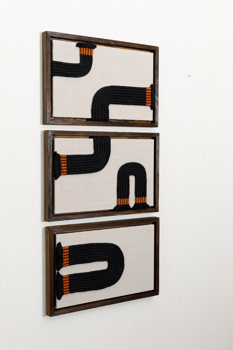 3 Frame Rope Wall Art Framed Fiber Art Minimalist Abstract - Etsy