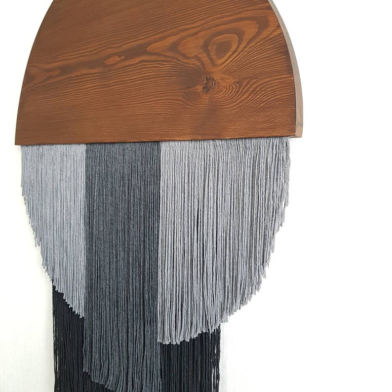 Large Round Fringe Wall Decor Half Round Yarn Art Wood - Etsy