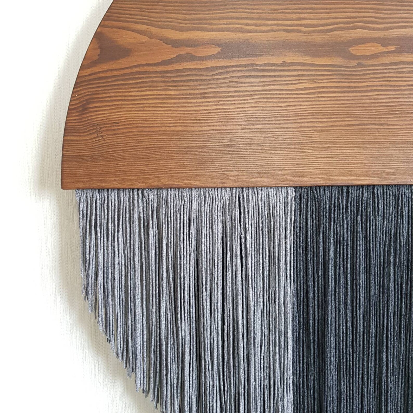 Large Round Fringe Wall Decor Half Round Yarn Art Wood - Etsy