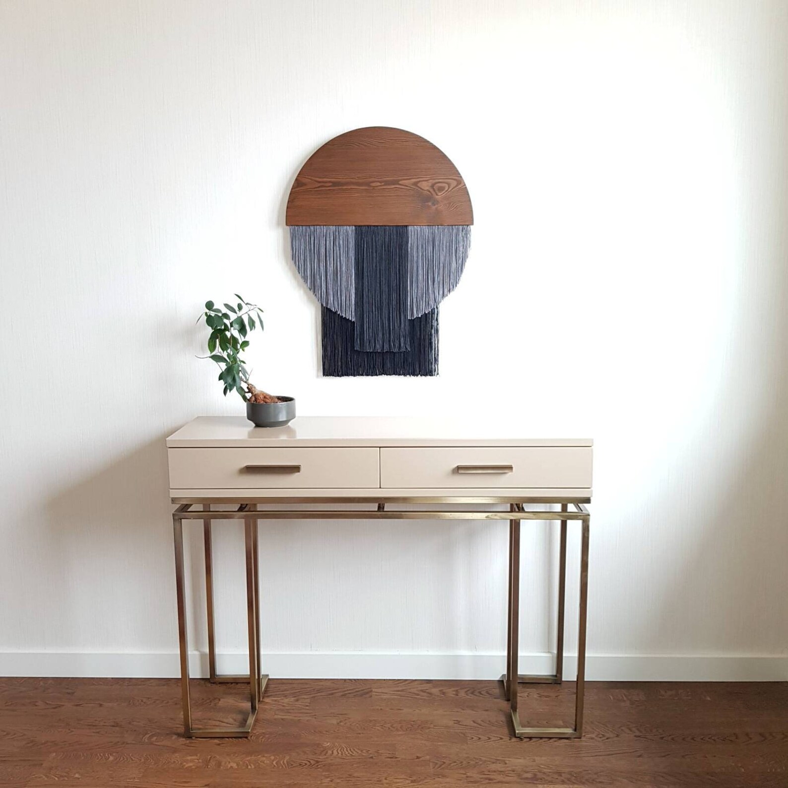 Large Round Fringe Wall Decor Half Round Yarn Art Wood - Etsy