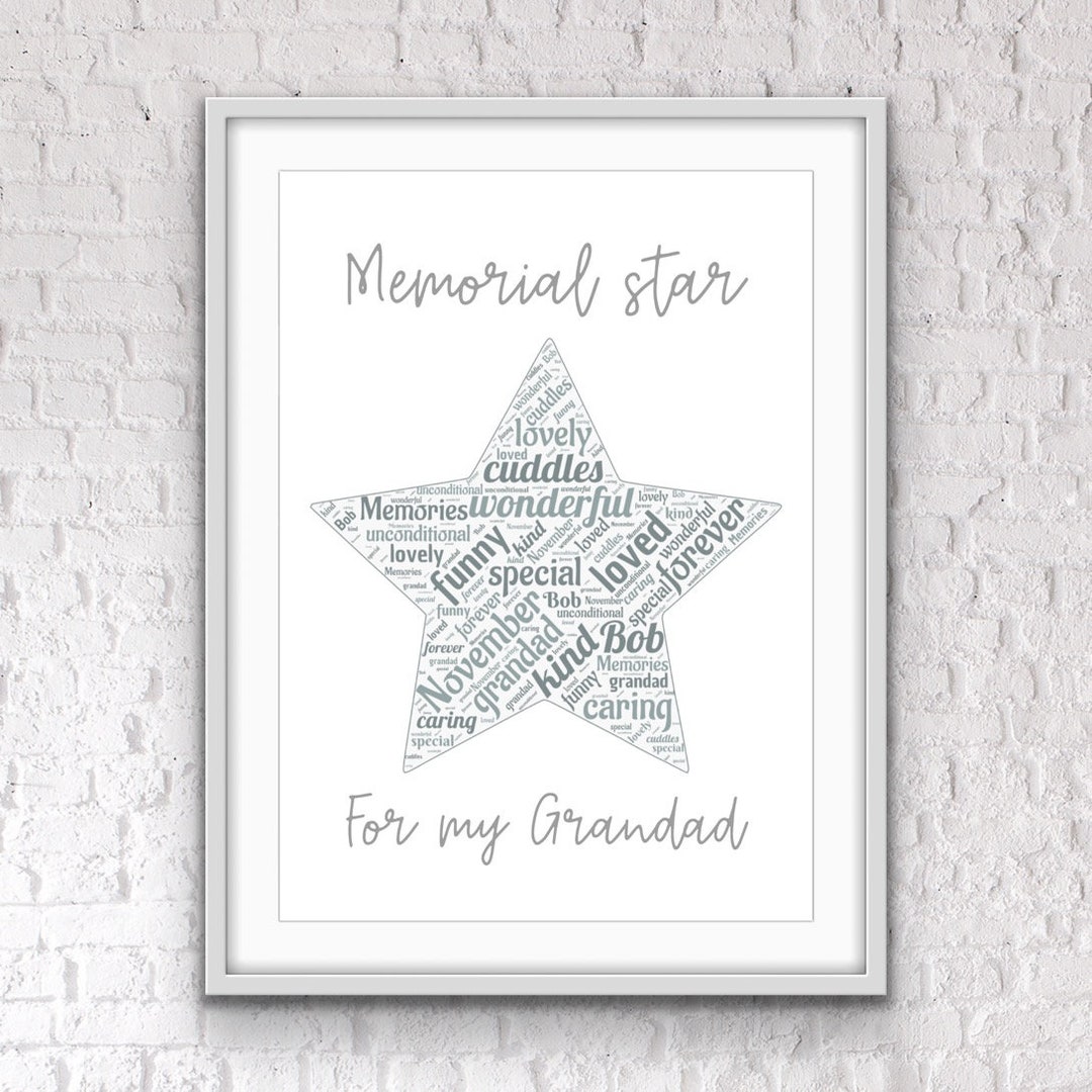 Personalized Memorial Star Word Art Print: Remembrance Gift - Etsy