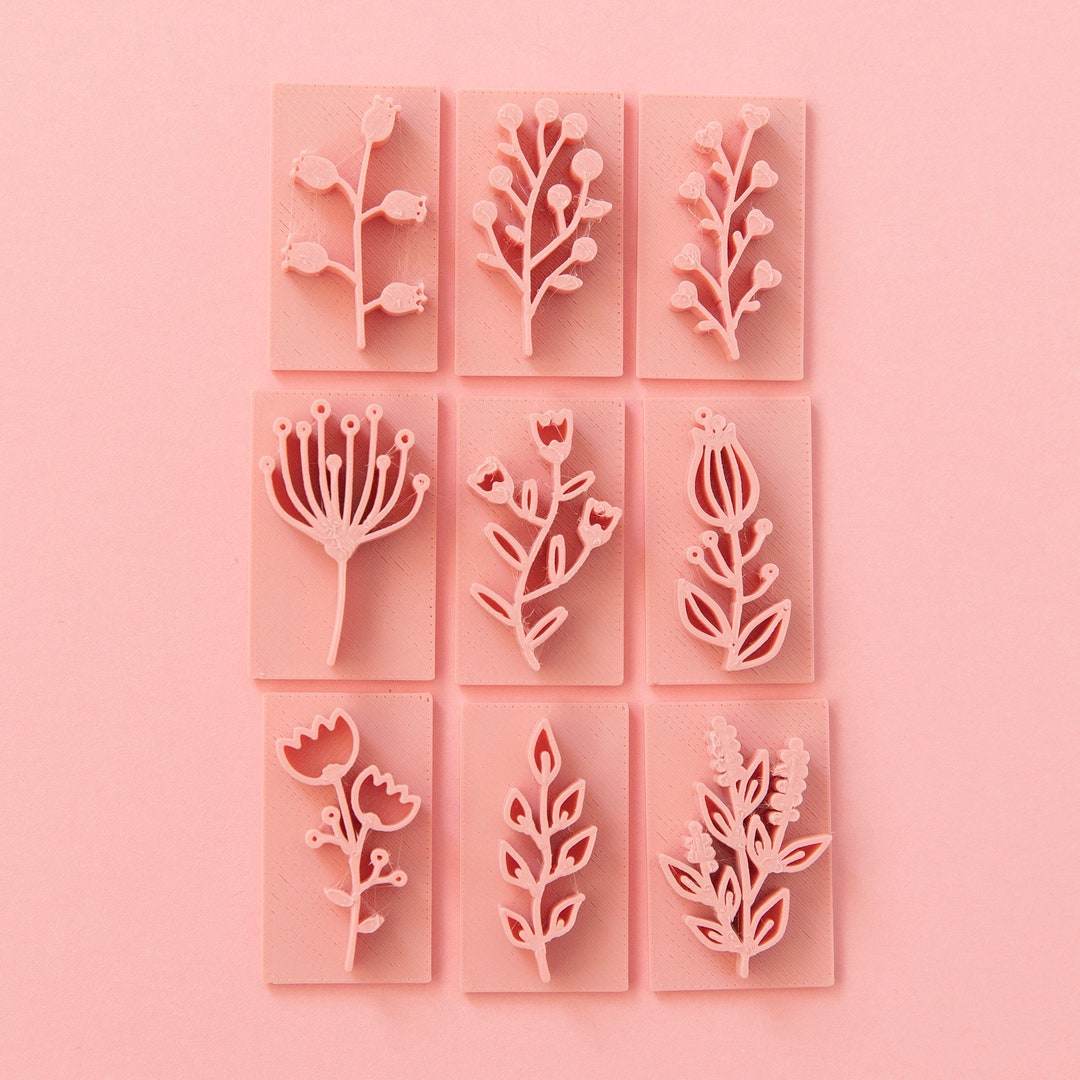 Botanical Polymer Clay Stamps, Leaf Clay Embossing Texture Stamp ...