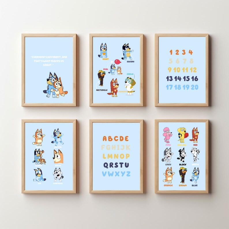 BLUEY Early Learning Posters - Etsy