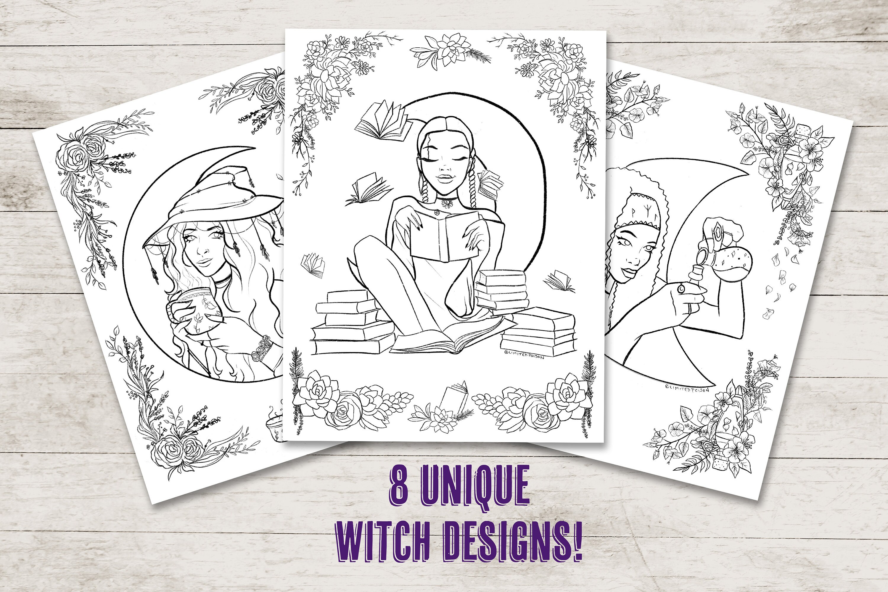 Printable PDF Witchy Coloring Book - Witch Prints - Hand Drawn - Etsy