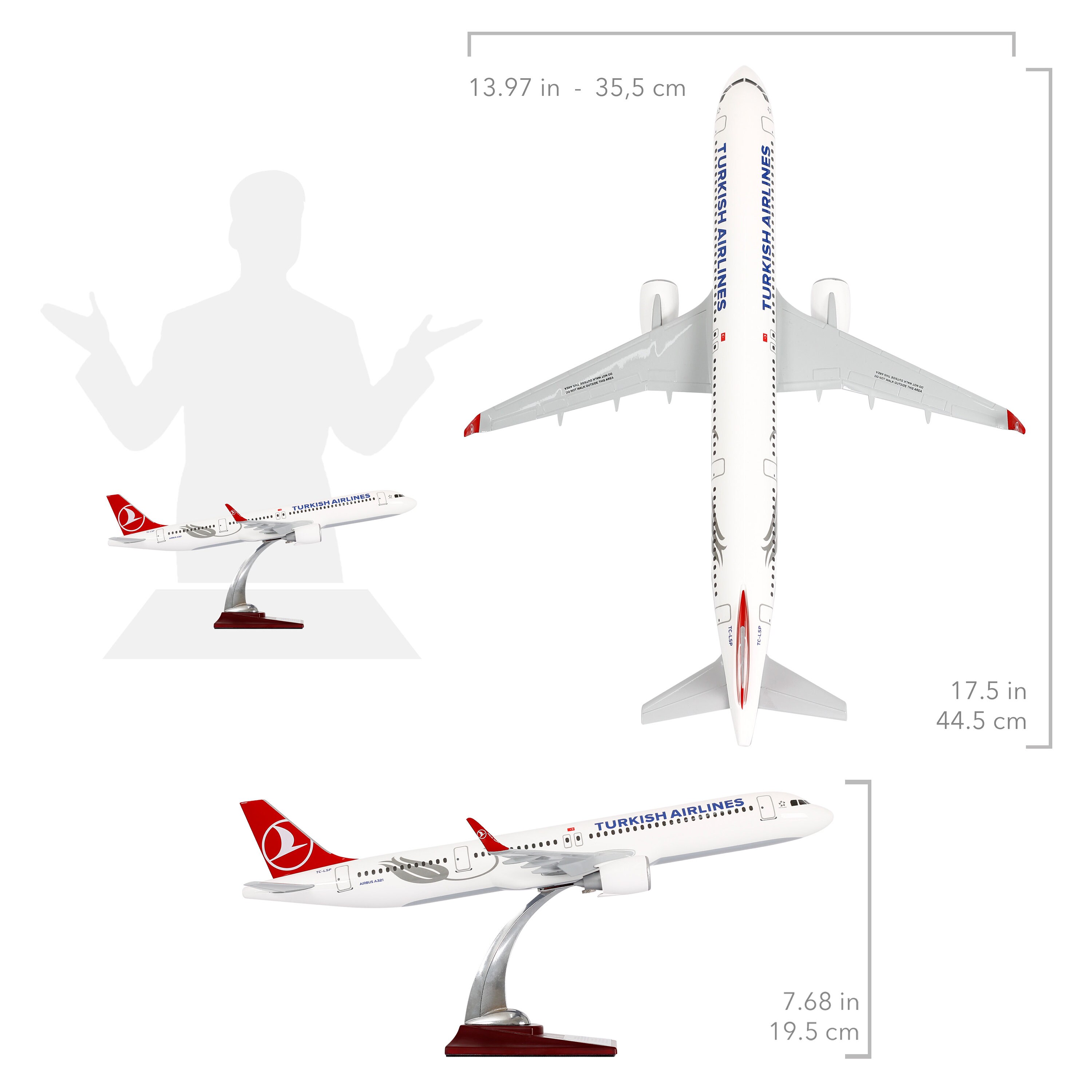 Zekupp Turkish Airlines Licensed Model Aircraft, Airbus A321 1/100 THY ...