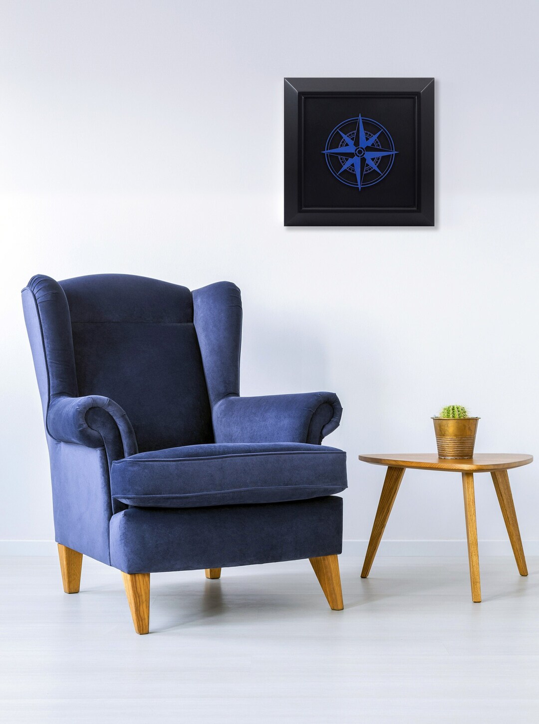 Compass Themed Wooden Painting, Wall Decoration Handmade Frame Gift ...