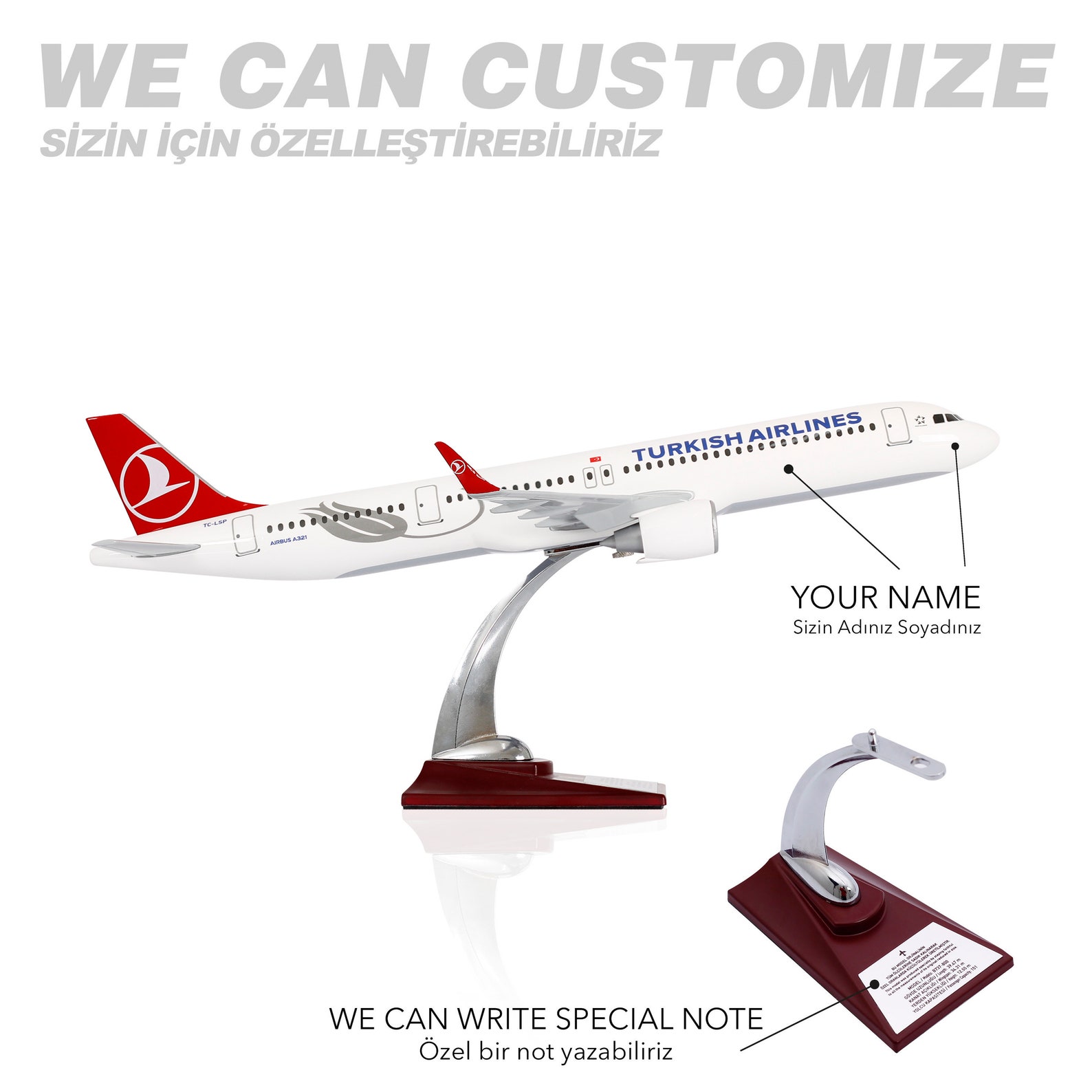 Zekupp Turkish Airlines Licensed Model Aircraft, Airbus A321 1/100 THY ...