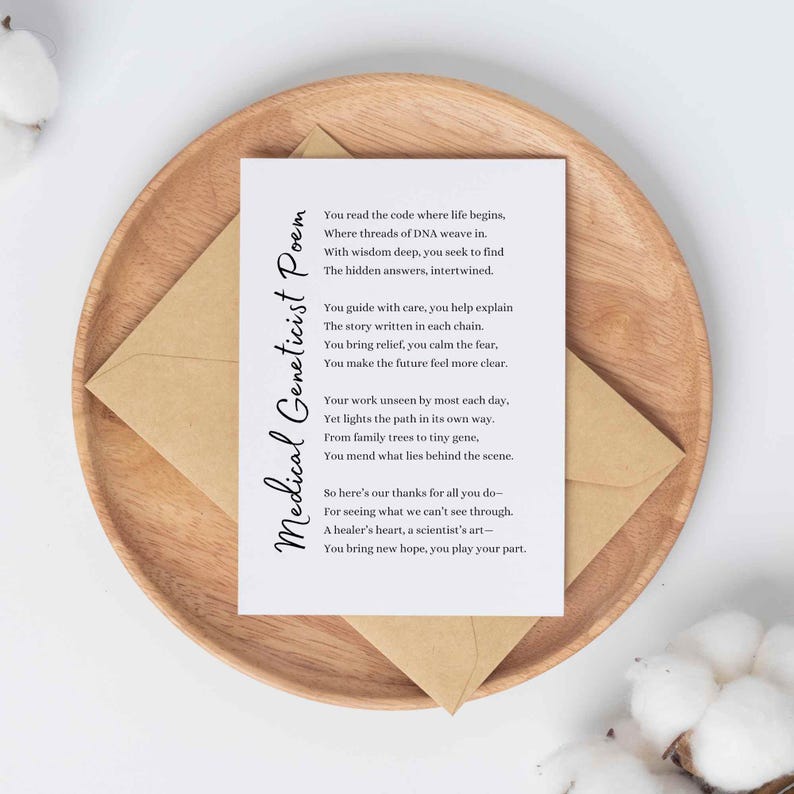 Medical Geneticist Poem Gift Card Printable Wall Art Appreciation Gift ...