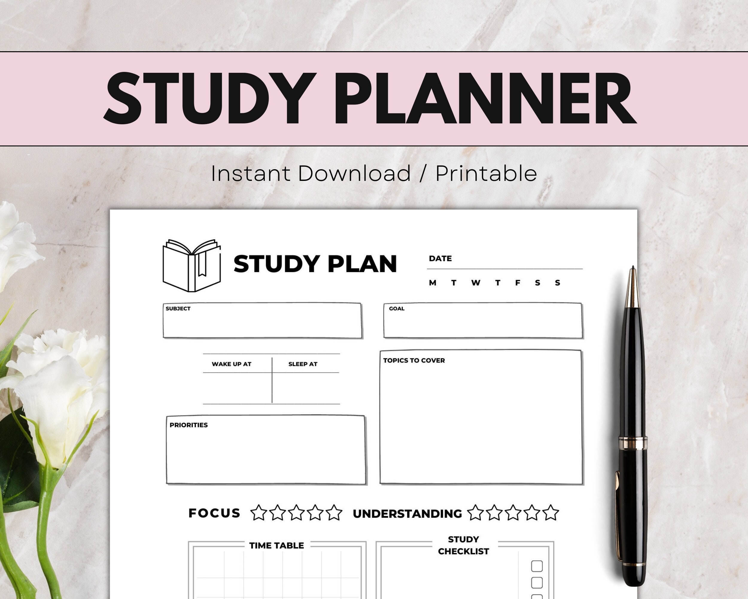Study Planner Printable, School Student Gift, Academic Exam Prep ...