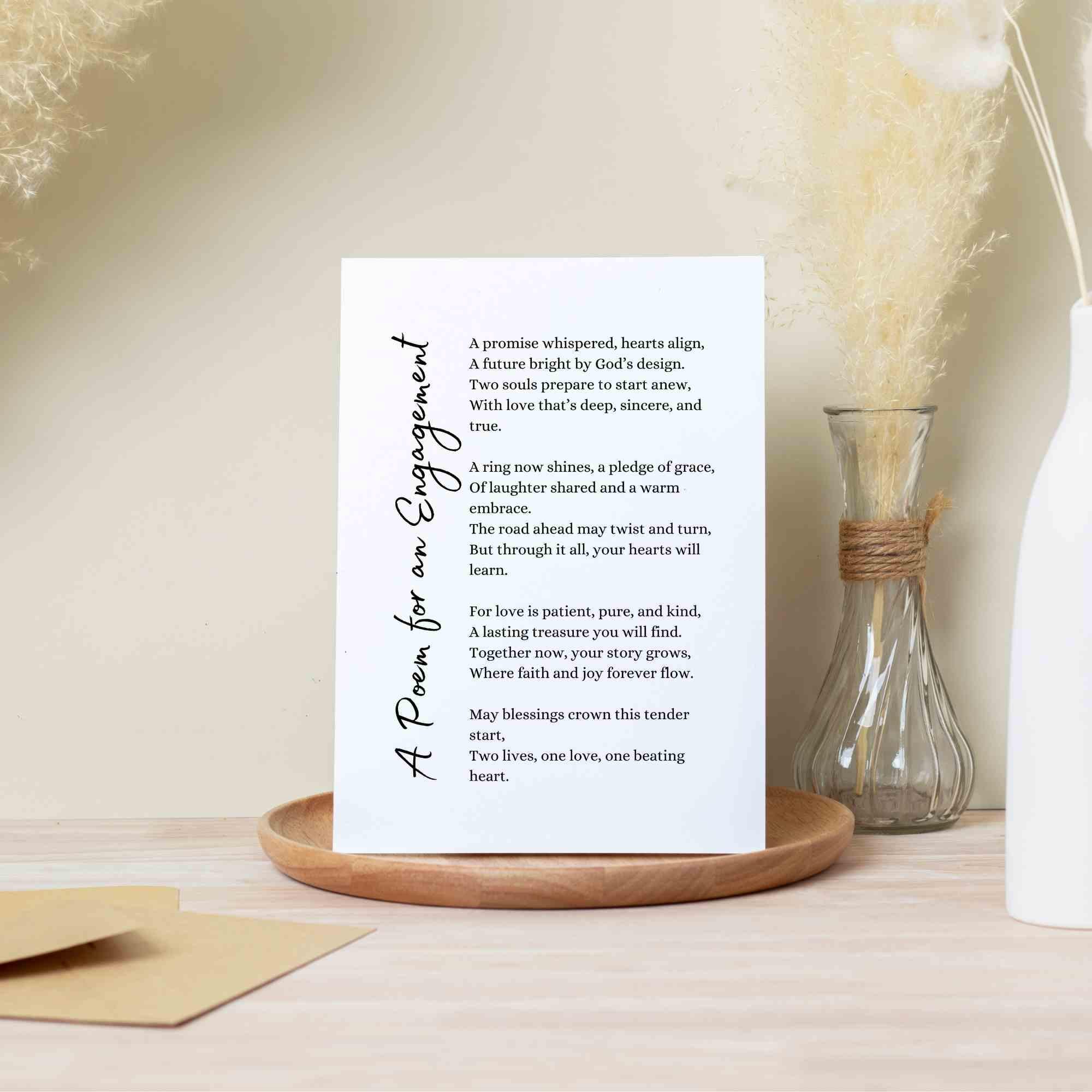 Engagement Poem Gift Card Printable Wall Art Bride to Be Gift for ...