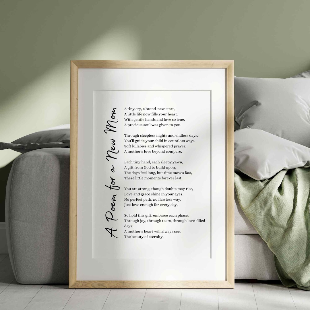 New Mom Poem Appreciation Gift New Mom Poetry Wall Art Print Birthday ...