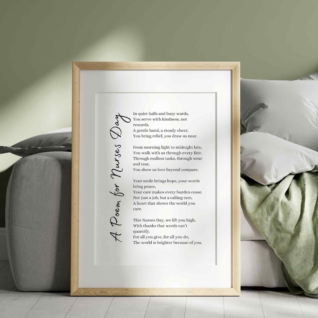 Nurses Day Poem Gift Card Printable Wall Art Appreciation Gift for ...