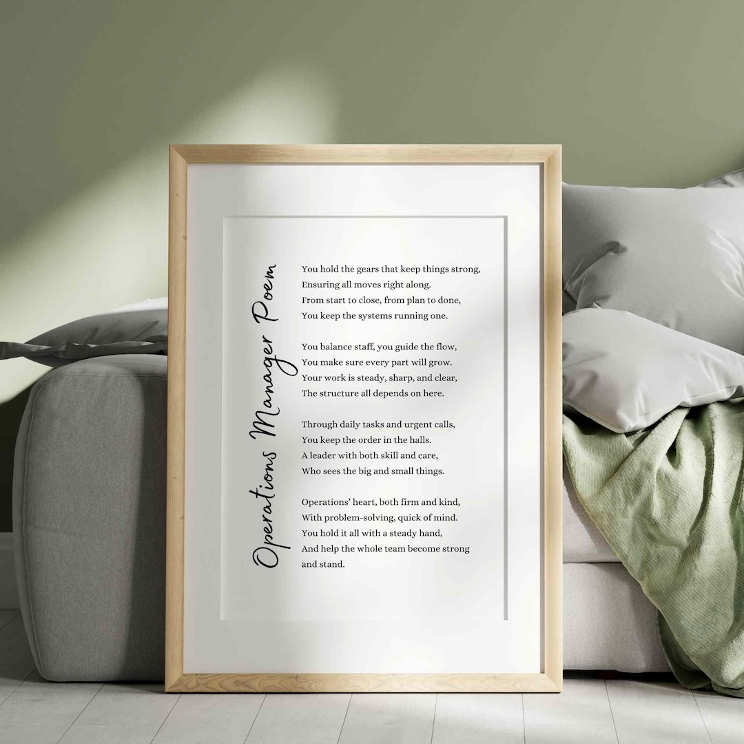 Operations Manager Poem Gift Card Printable Wall Art Appreciation Gift ...