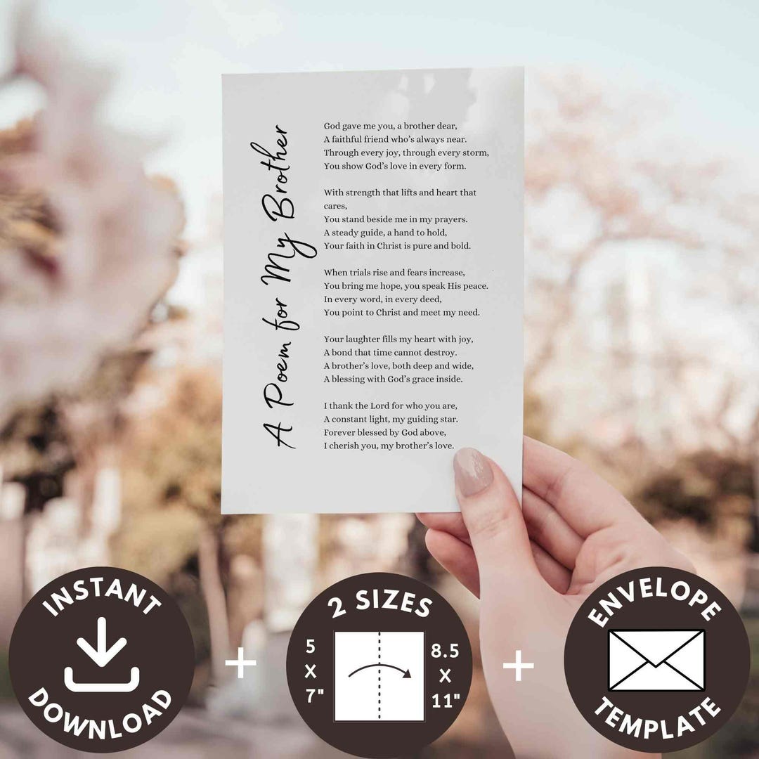 Christian Brother Gift Card Printable Appreciation Greeting Religious ...