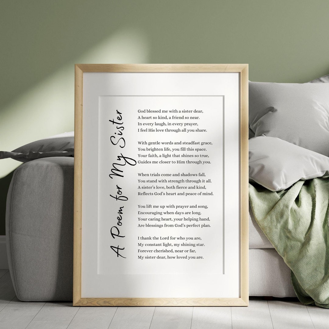 Sister Poem, Appreciation Gift, Christian Sister Poetry Wall Art Print ...