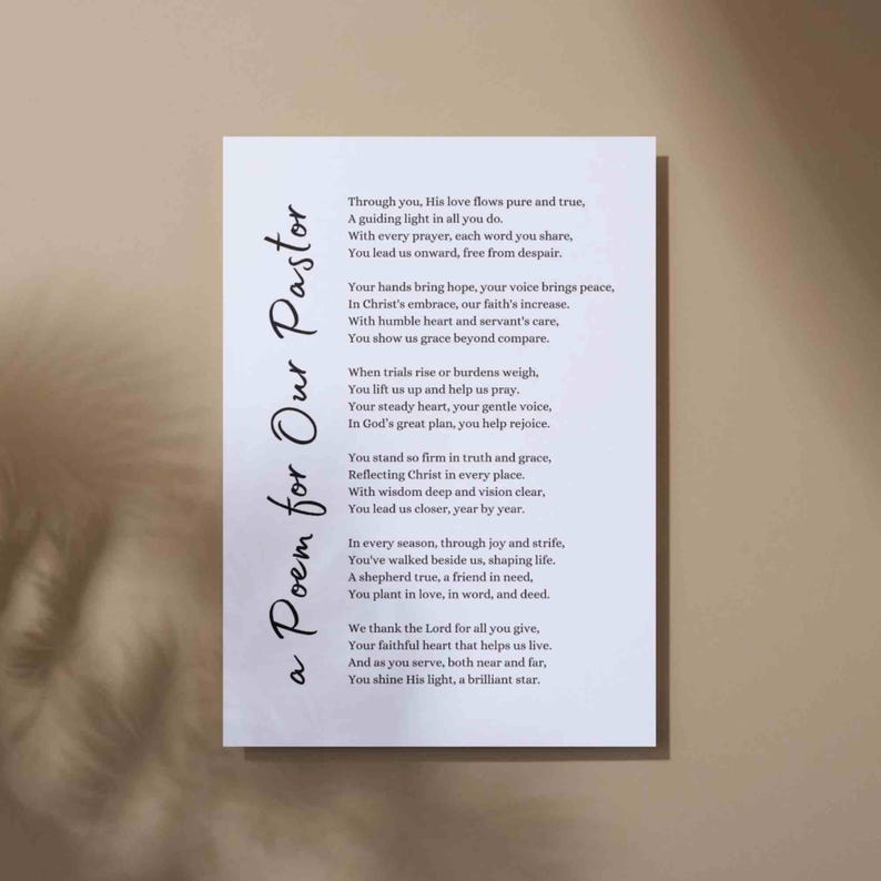Pastor Poem, Appreciation Gift, Pastor Poetry Wall Art Print, Pastor ...