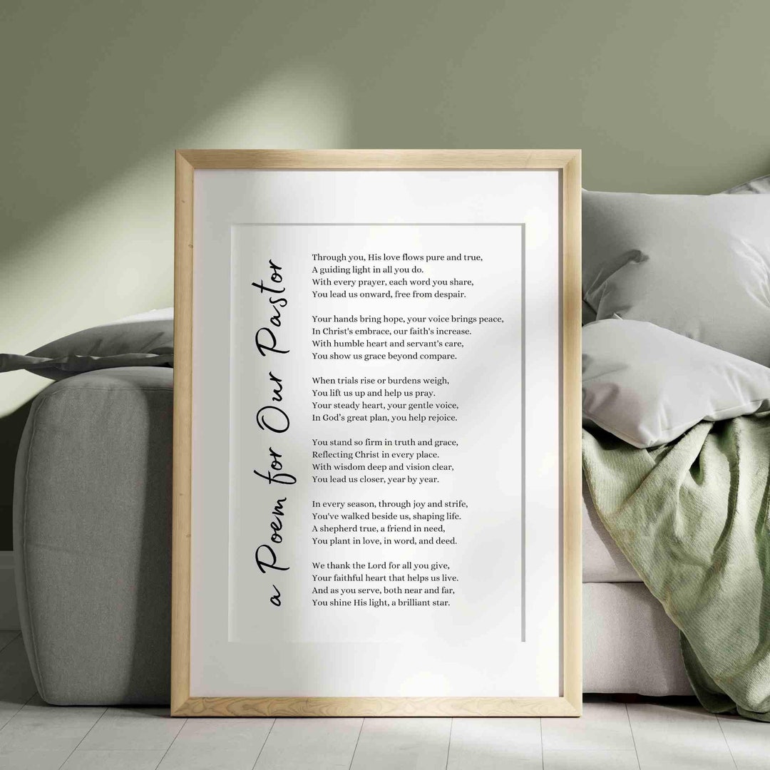 Pastor Poem, Appreciation Gift, Pastor Poetry Wall Art Print, Pastor ...