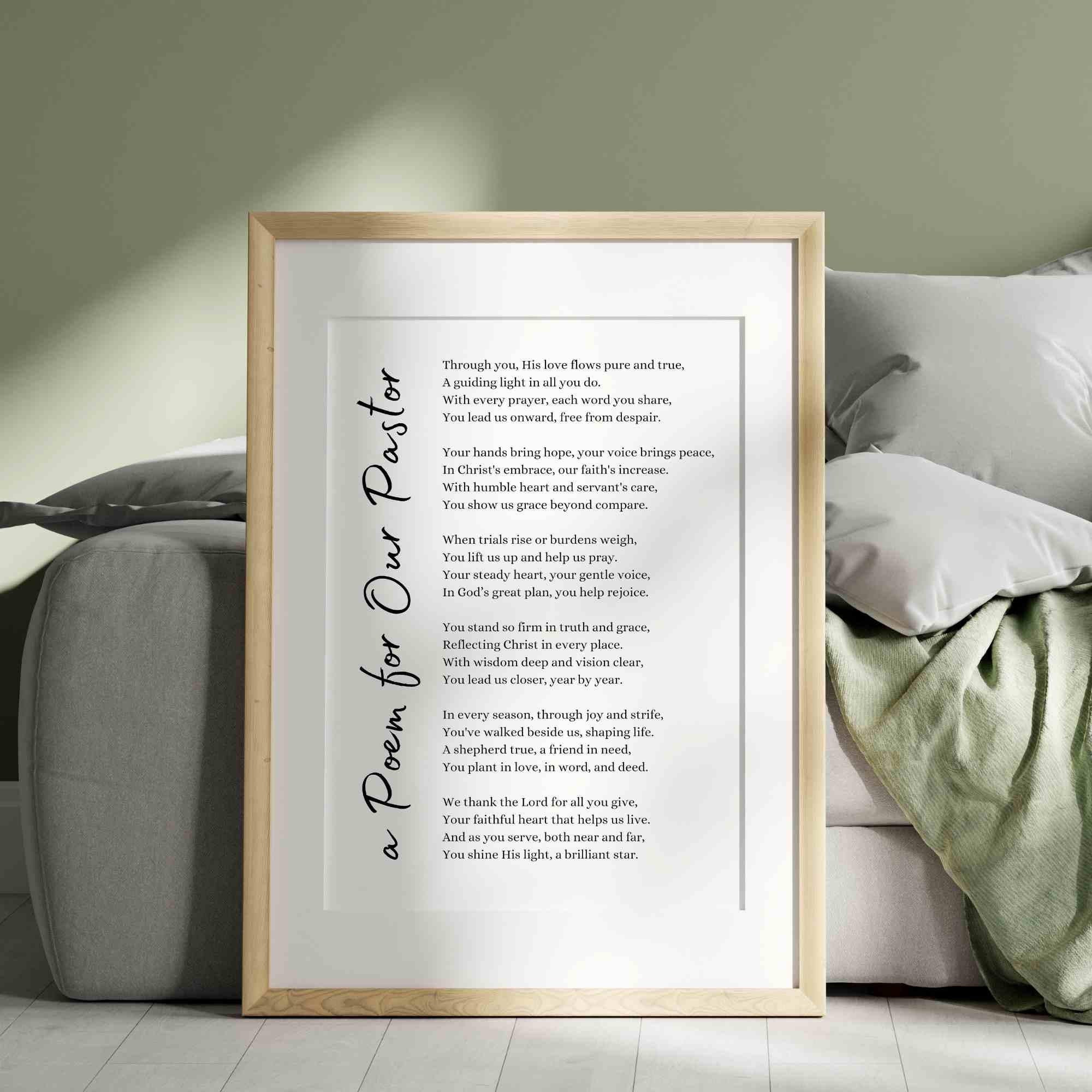 Pastor Poem, Appreciation Gift, Pastor Poetry Wall Art Print, Pastor ...