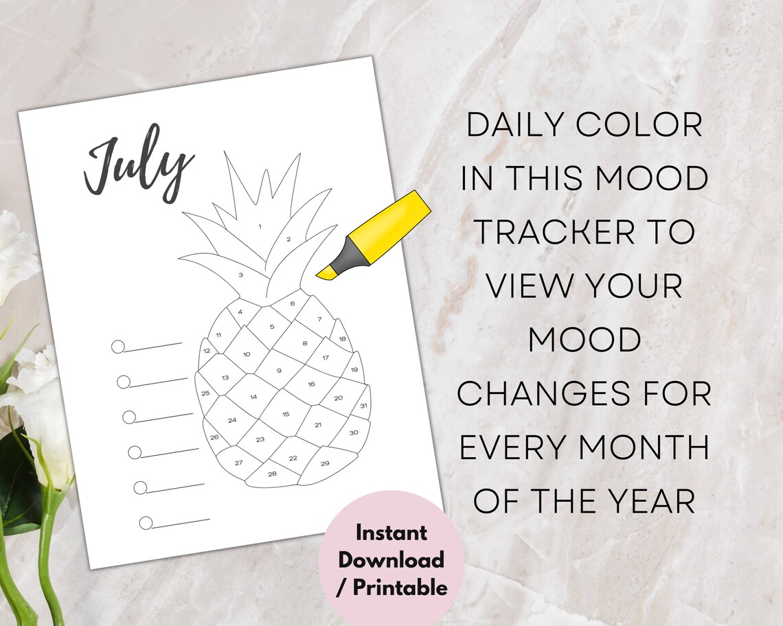 12 Mood Tracker Journal Printables Gift, Regulate Emotions, Daily ...