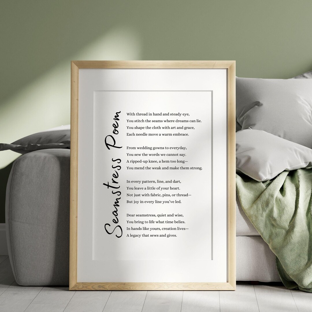 Seamstress Poem Gift Card Printable Wall Art Appreciation Gift for ...