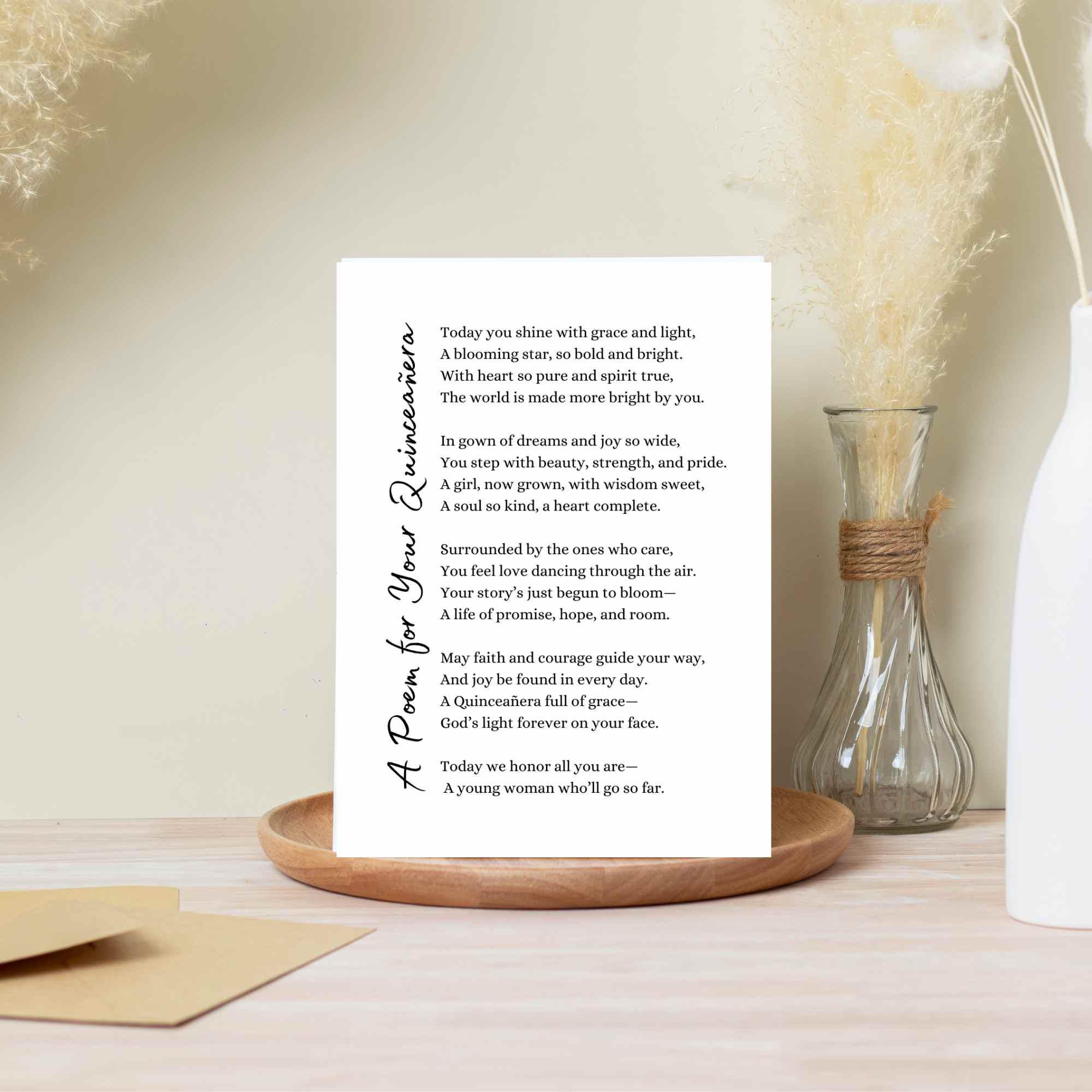Quinceañera Poem Gift Card Printable Wall Art Sweet 15 Keepsake for ...