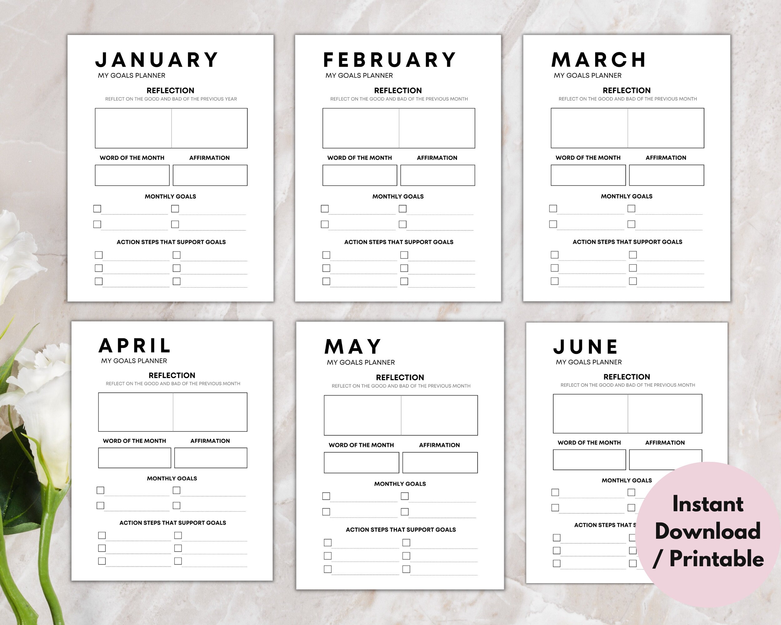 12 Month Goal Setting Printables, Productivity Tracker & Organizer Gift ...
