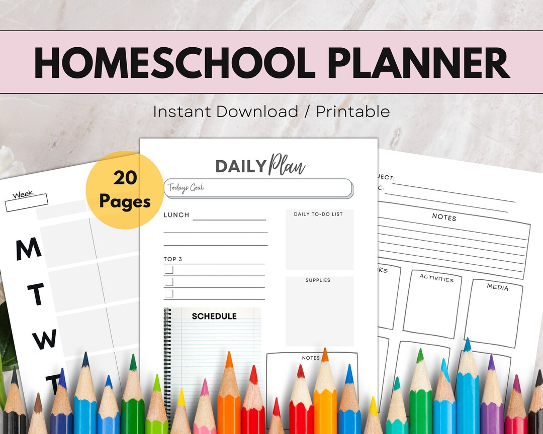 Homeschool Planner Printable Bundle Home School Teacher Academic ...