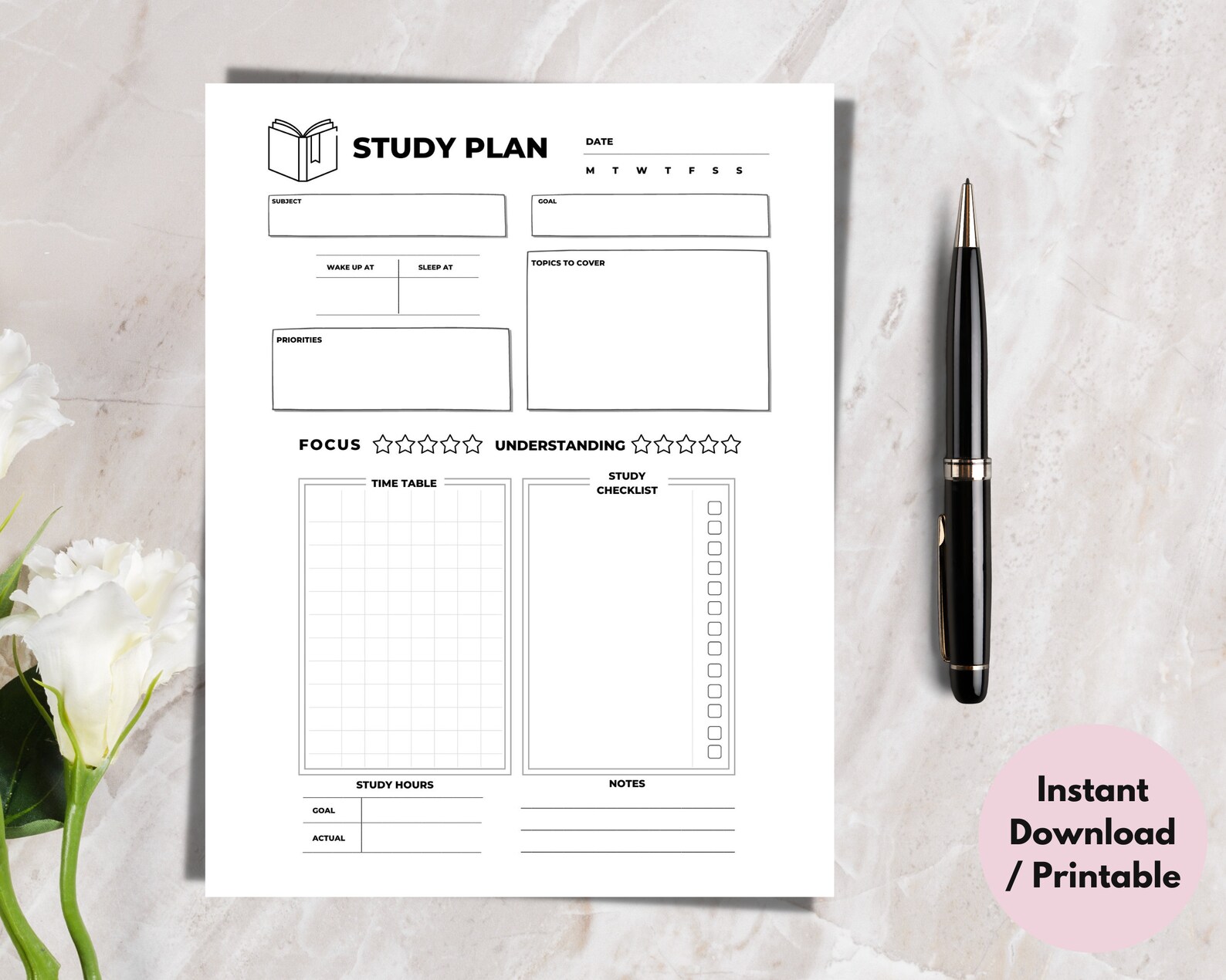Study Planner Printable, School Student Gift, Academic Exam Prep ...