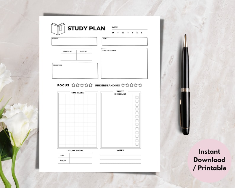 Study Planner Printable, School Student Gift, Academic Exam Prep ...