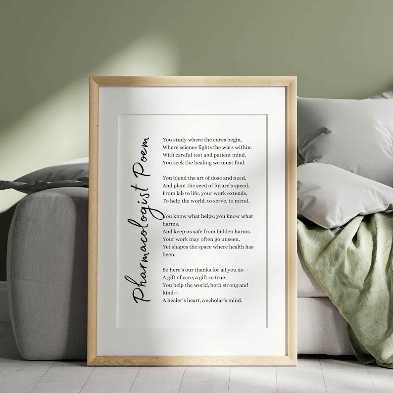 Pharmacologist Poem Gift Card Printable Wall Art Appreciation Gift for ...