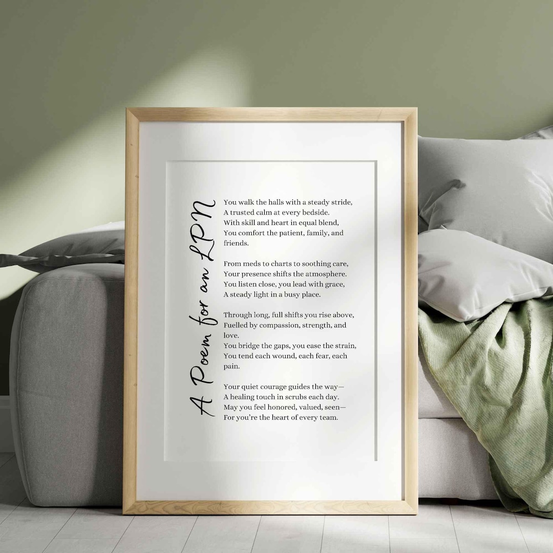 LPN Poem Gift Card Printable Wall Art Licensed Practical Nurse ...