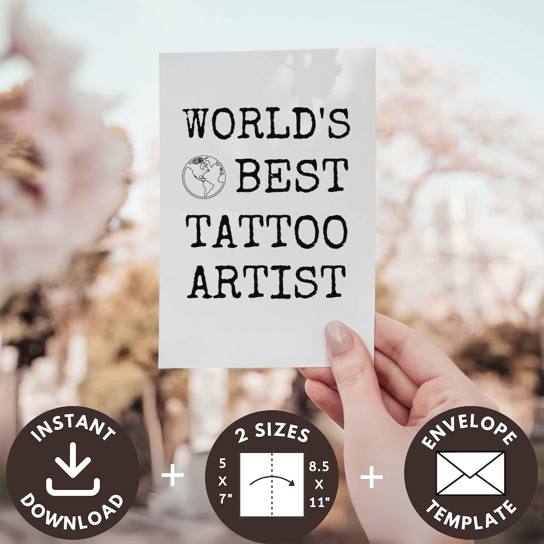 Tattoo Artist Gift Card Printable Appreciation Greeting Tattooist Thank ...