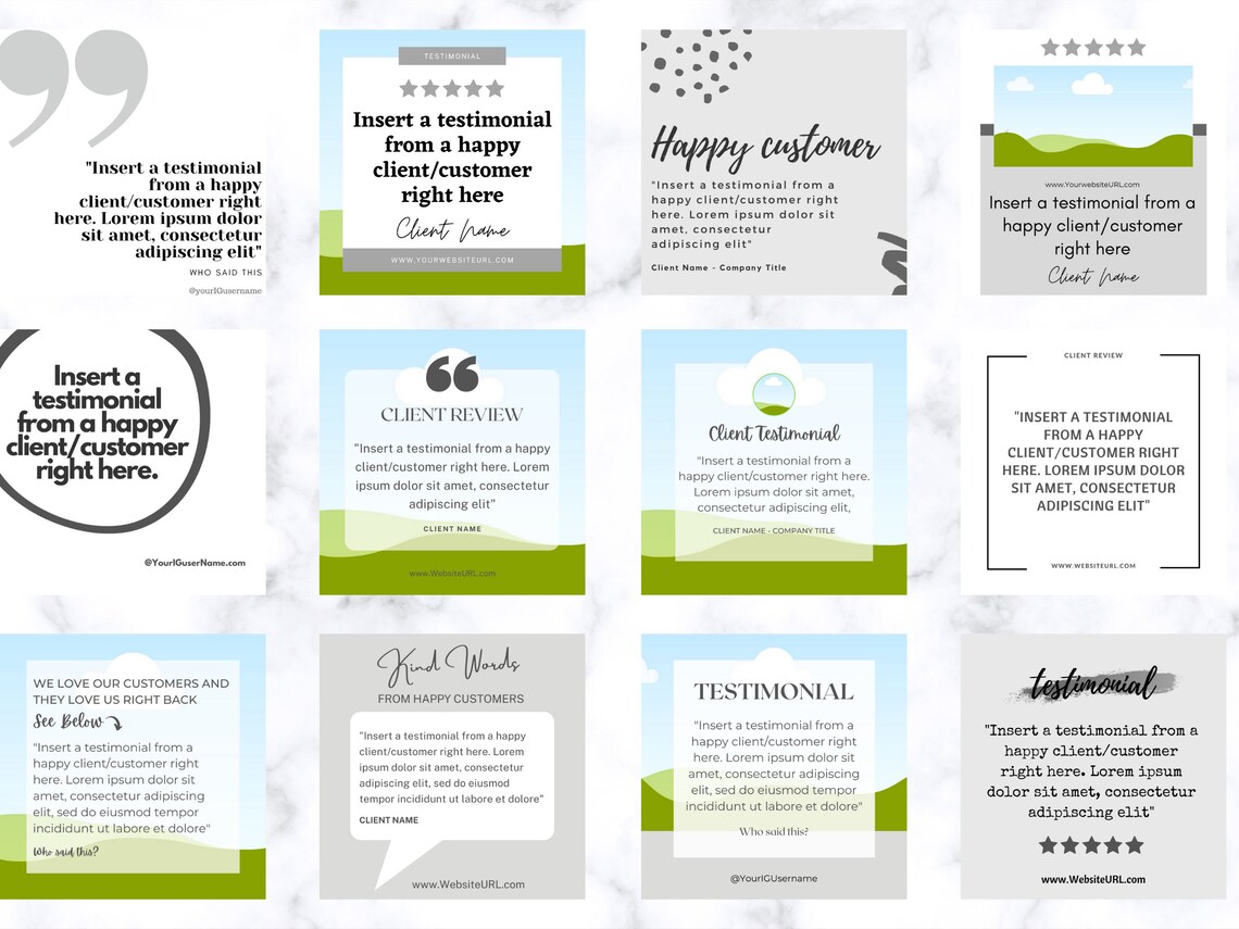 Client & Customer Instagram Testimonial Templates Editable in Canva ...