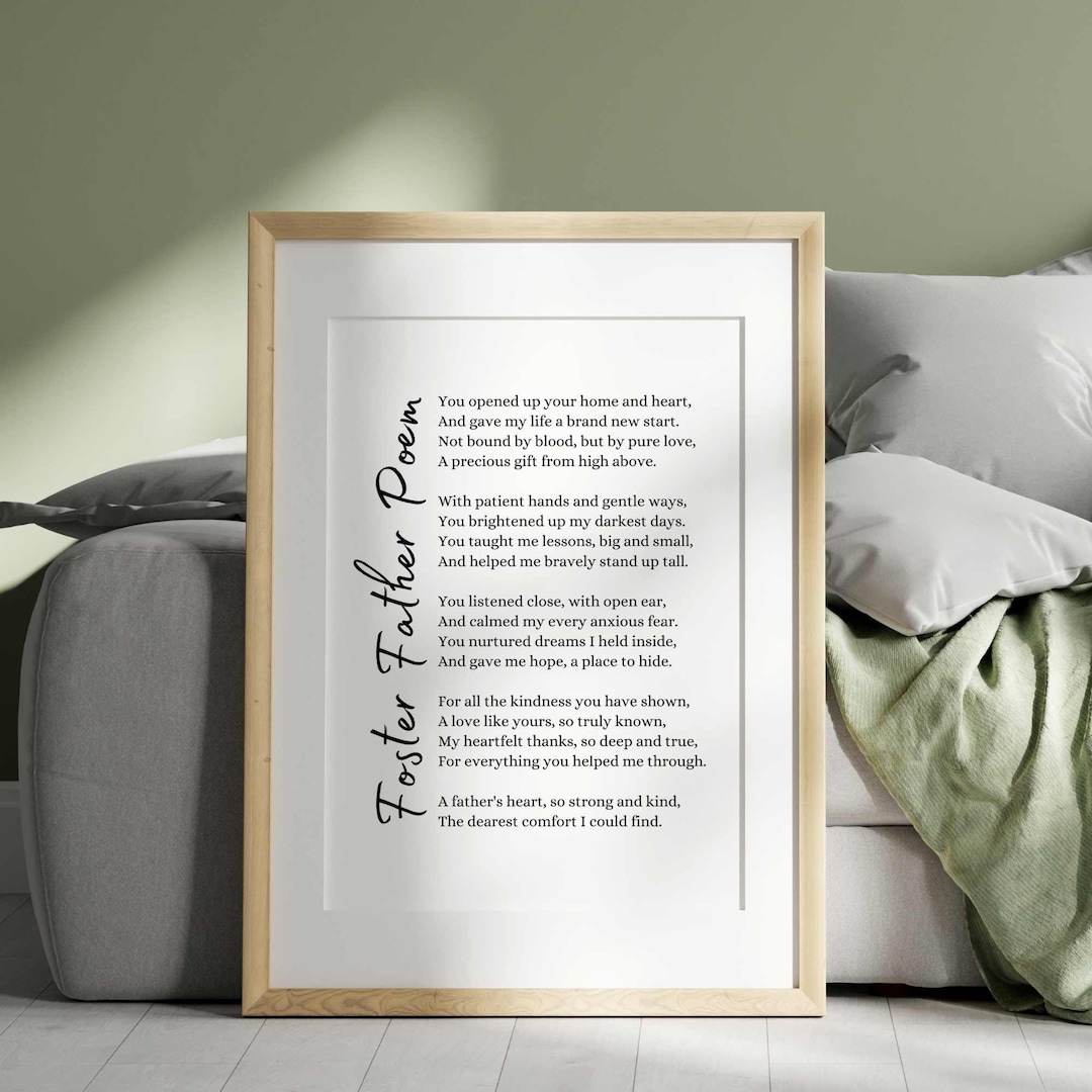 Foster Father Poem Appreciation Gift Foster Dad Poetry Wall Art Print ...
