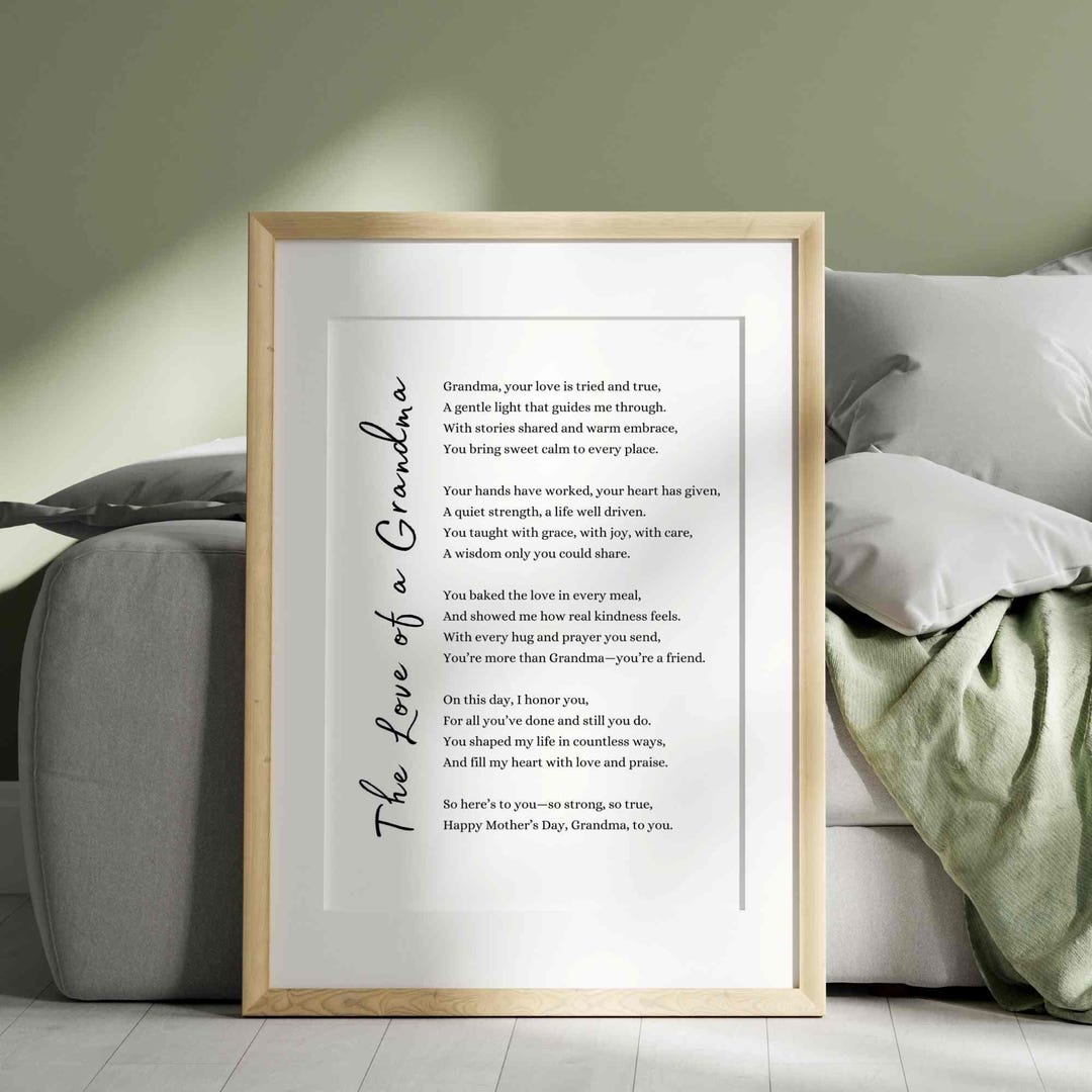 Mother’s Day Poem for Grandma Printable Gift From Grandkids Sentimental ...