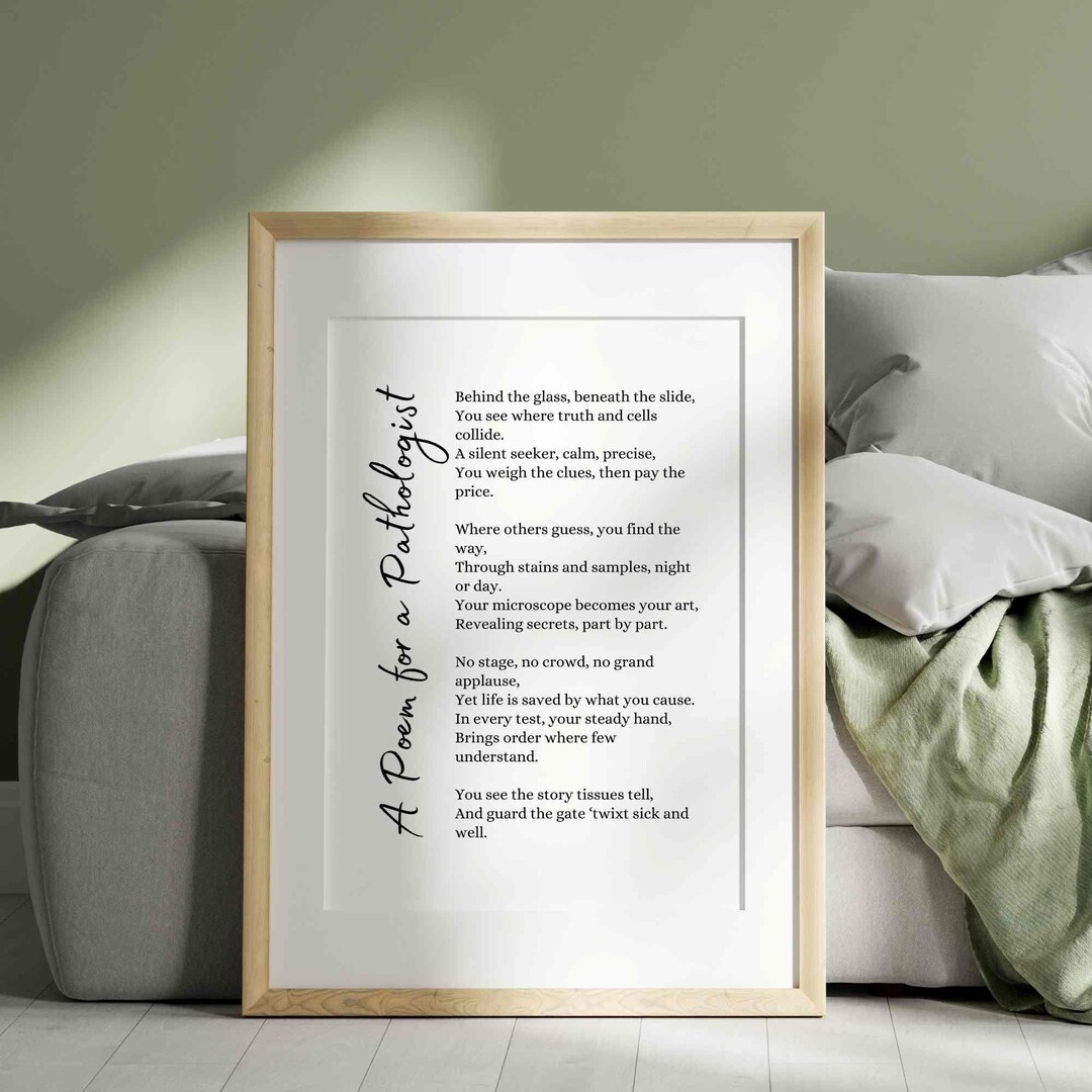 Pathologist Poem Gift Card Printable Wall Art Appreciation Gift ...