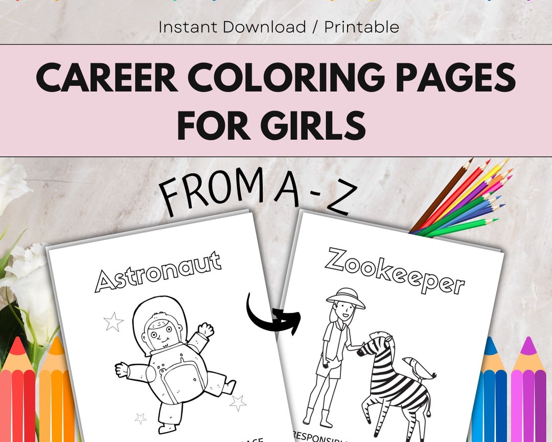 A to Z Career Coloring Pages for Girls, A-Z Printable, Abc Alphabet ...