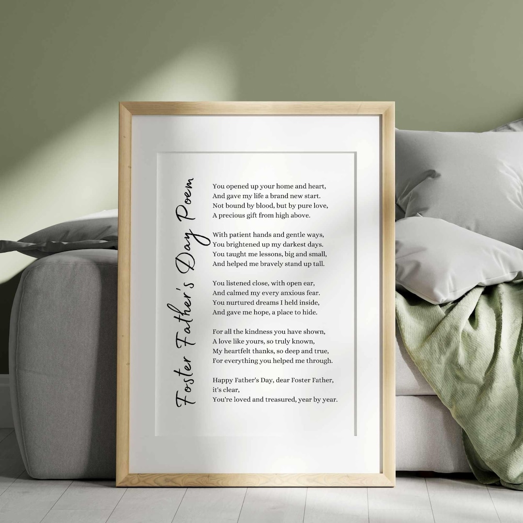 Foster Father Fathers Day Poem Appreciation Gift, Foster Dad Poetry ...