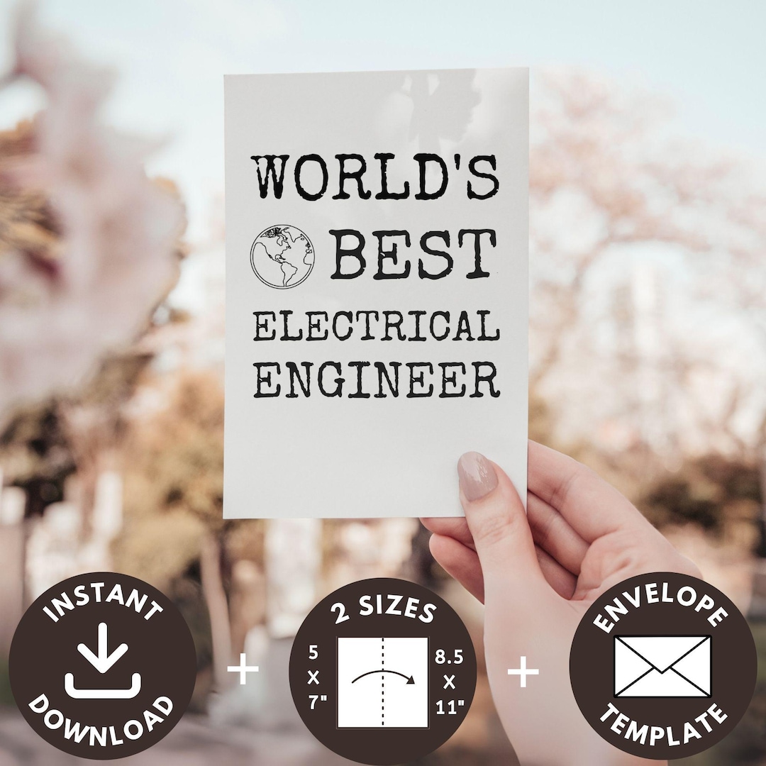 Electrical Engineer Gift Printable Card Appreciation Greeting for Power ...
