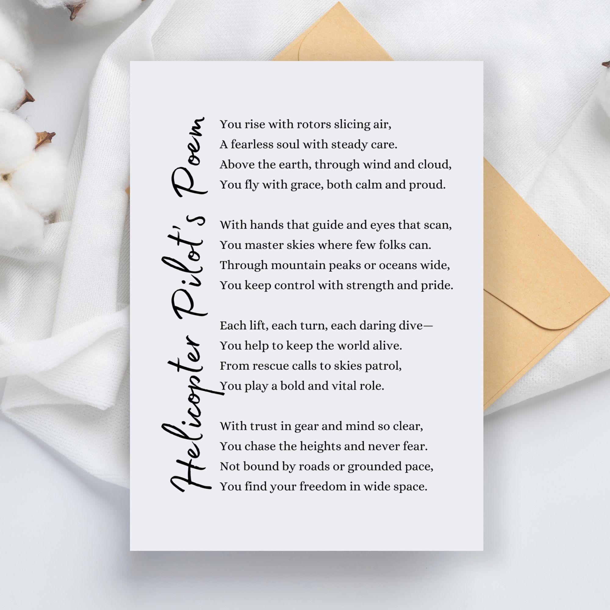 Helicopter Pilot Poem Printable Wall Art Aviation Gift for Chopper ...