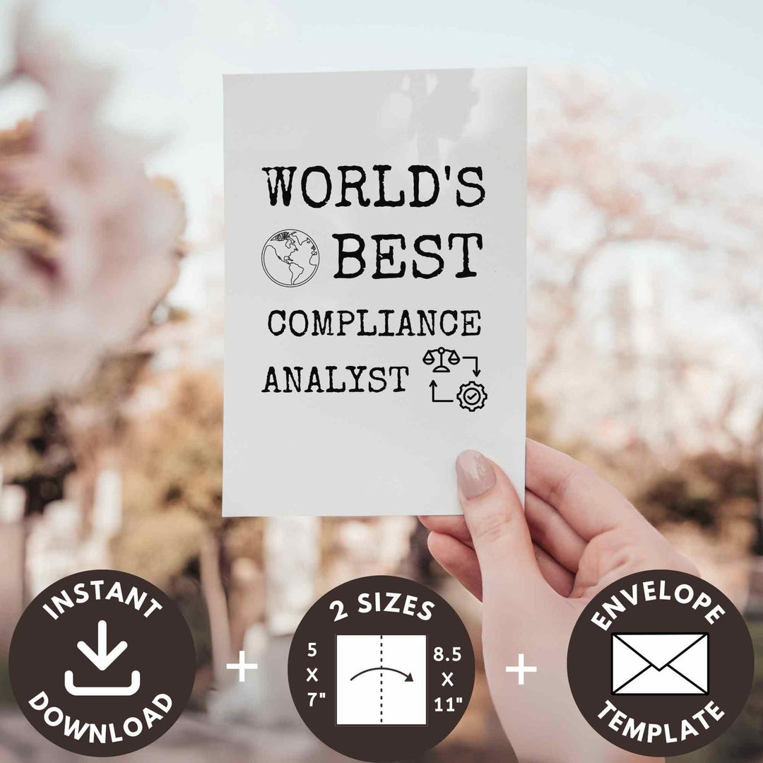 Compliance Analyst Gift Card Printable Appreciation Card for Risk ...