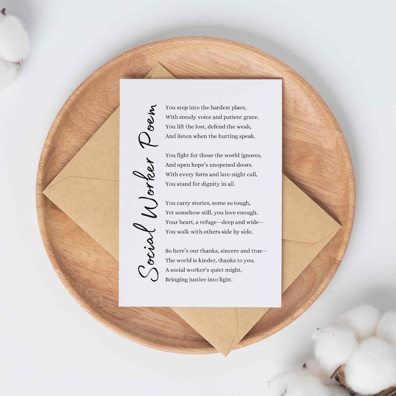 Social Worker Poem Gift Card Printable Wall Art Appreciation Gift for ...