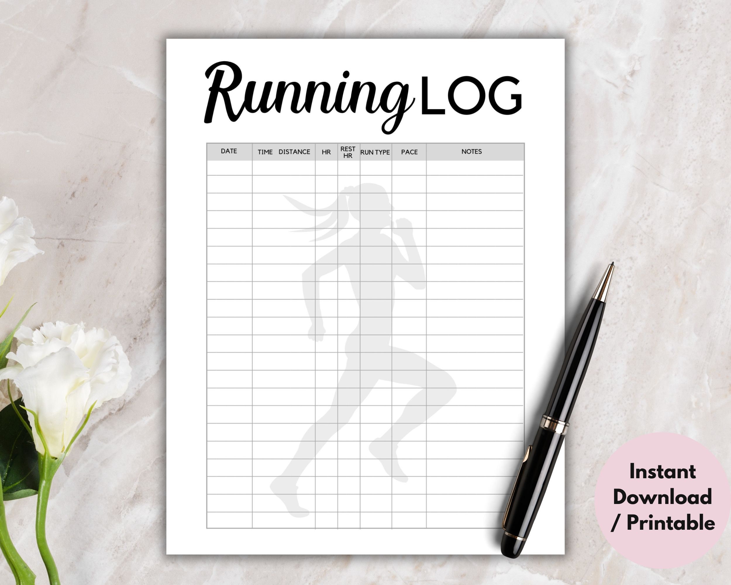 Running Log Printable for Women Cardio Training Journal - Etsy
