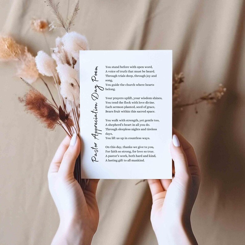 Pastor Appreciation Day Poem Gift Card Printable Wall Art Religious ...