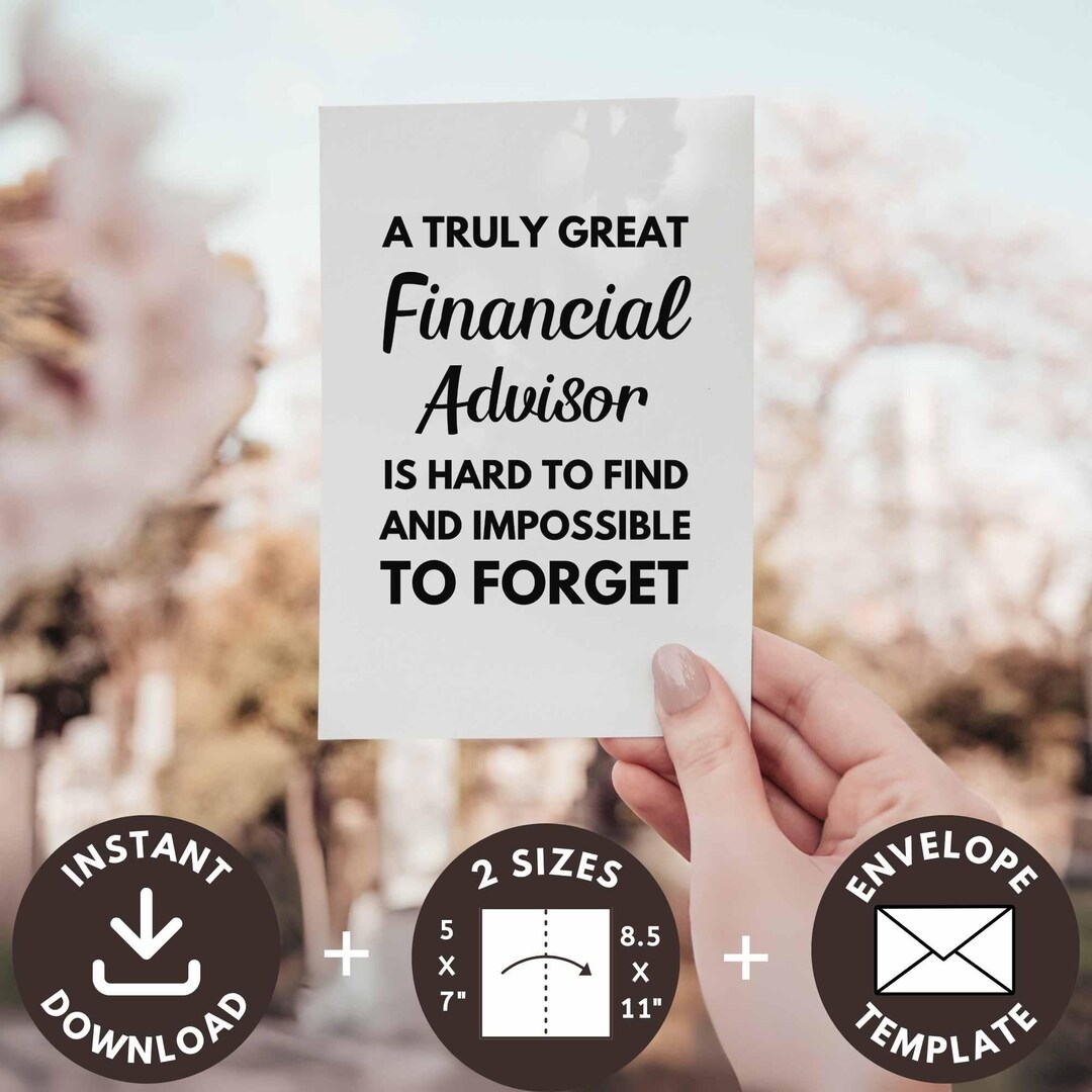Financial Advisor Gift Card Printable Appreciation Card for Wealth ...