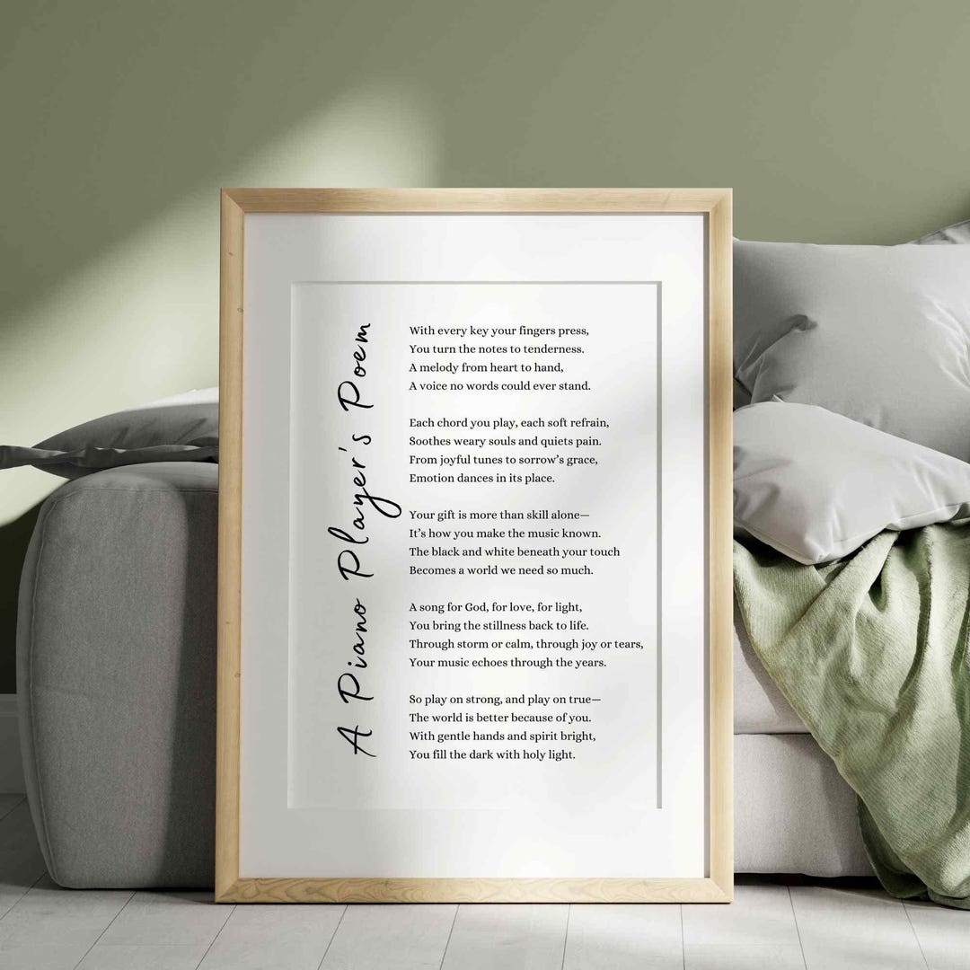 Piano Player Poem Appreciation Gift Pianist Wall Art Print Musician ...