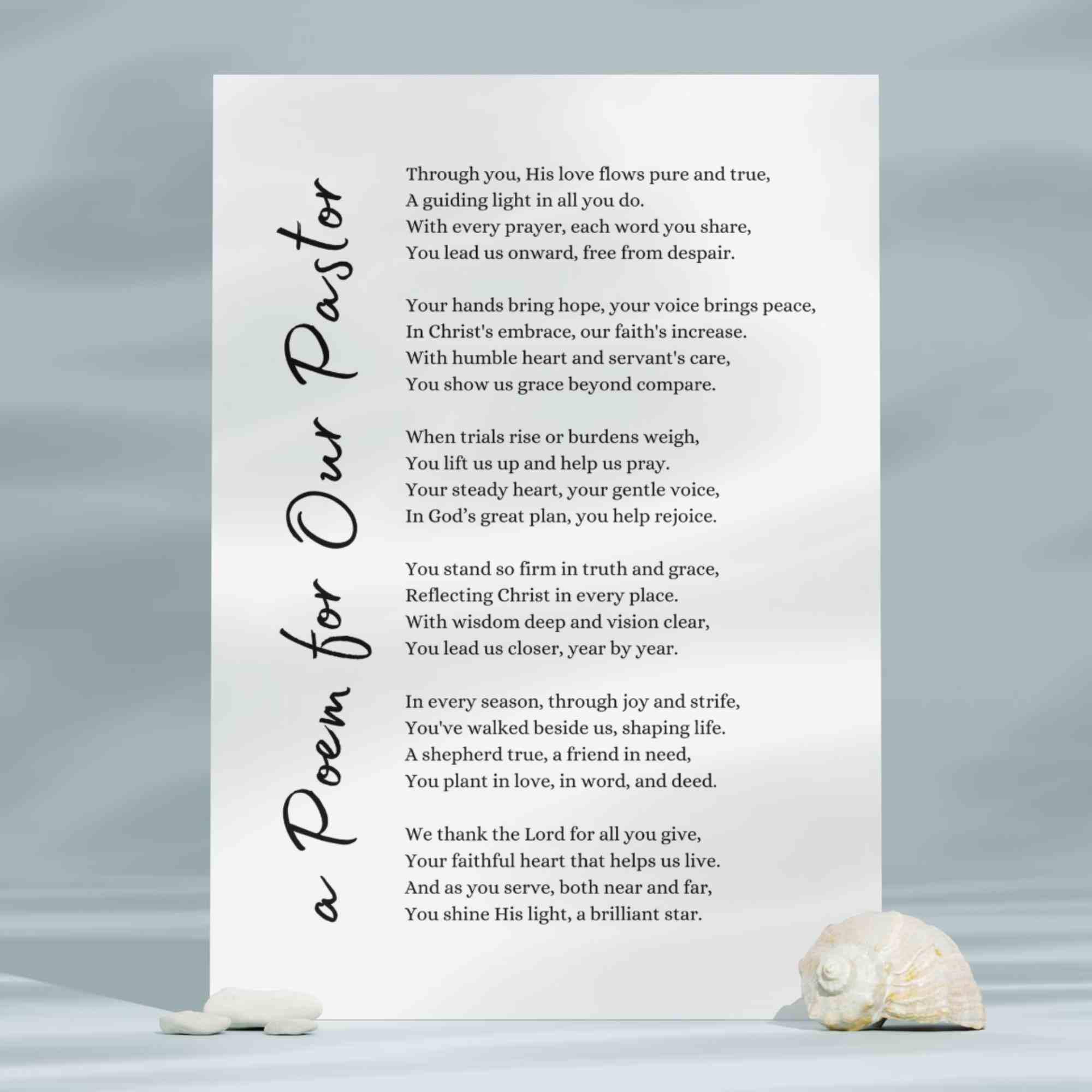Pastor Poem, Appreciation Gift, Pastor Poetry Wall Art Print, Pastor ...